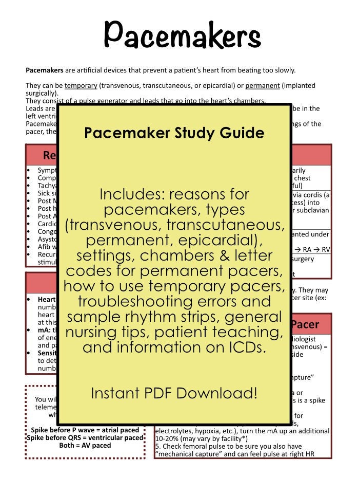 Pacemaker Study Guide - Etsy
