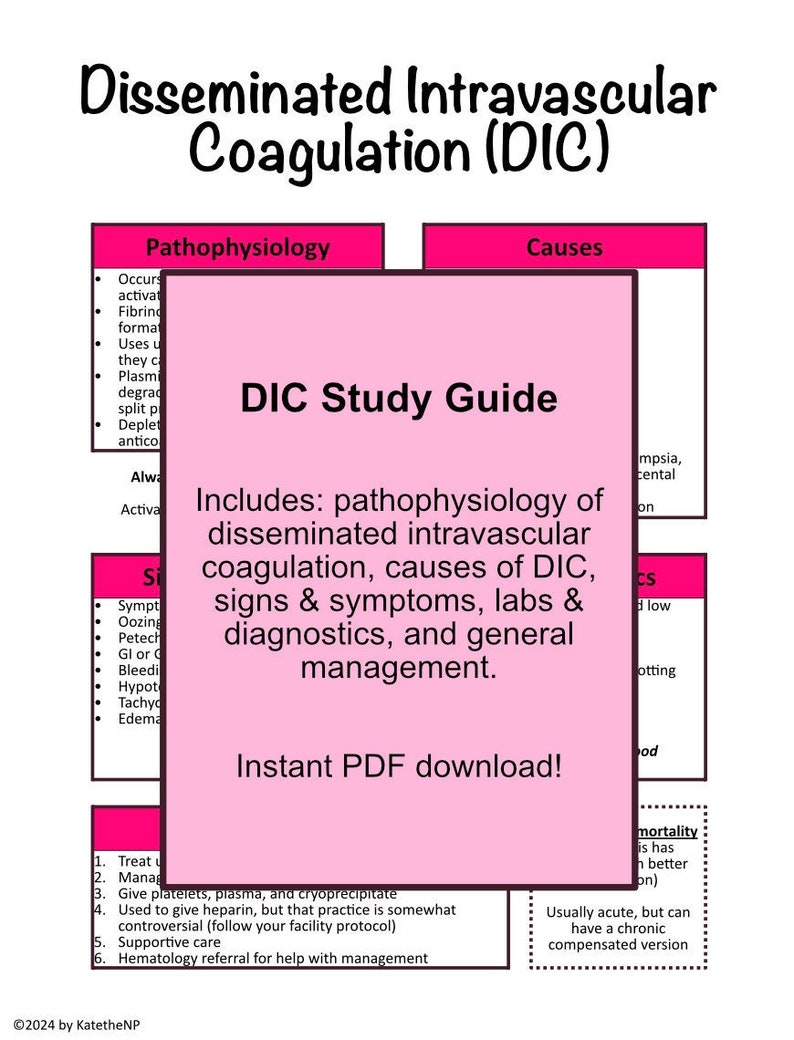 Disseminated Intravascular Coagulation Study Guide - Etsy