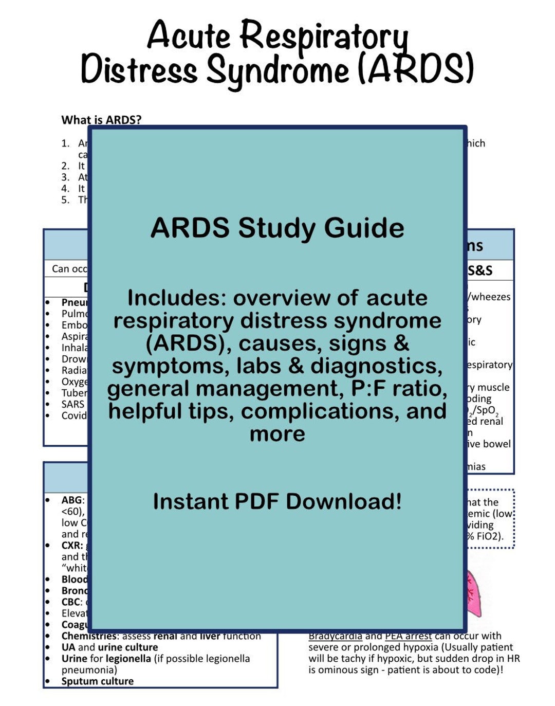 Acute Respiratory Distress Syndrome (ARDS) Study Guide - Etsy