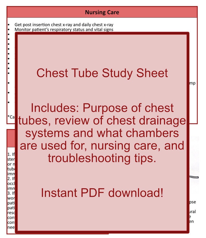 Chest Tube Study Guide - Etsy