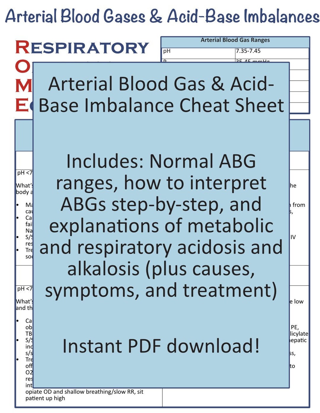 Arterial Blood Gas Study Guide - Etsy