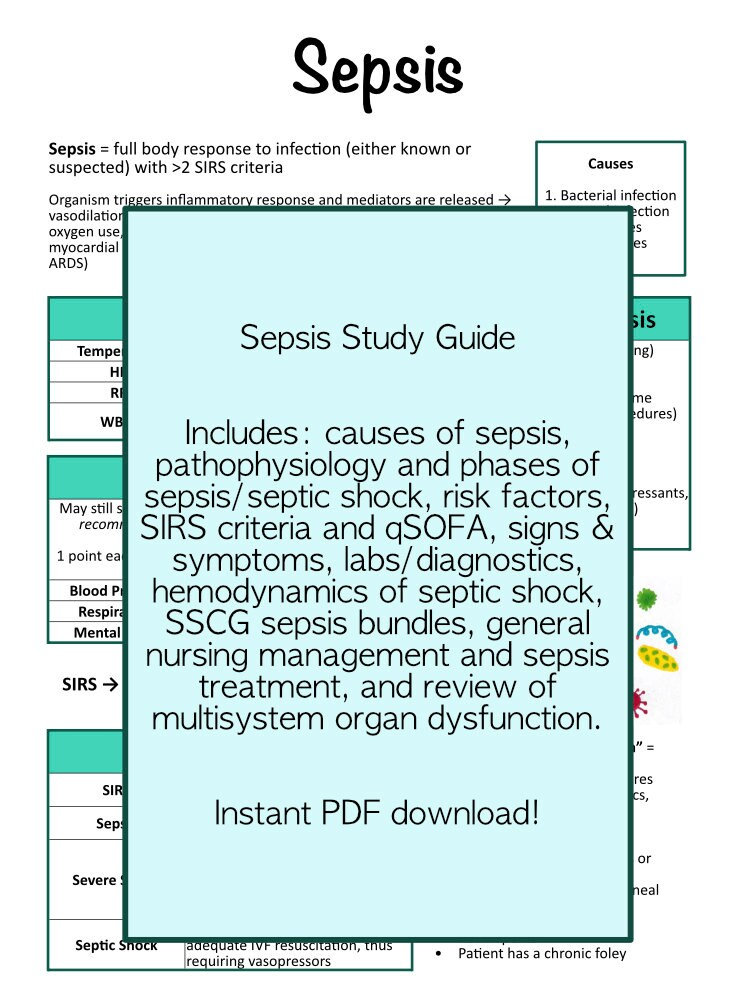 Sepsis Study Guide - Etsy