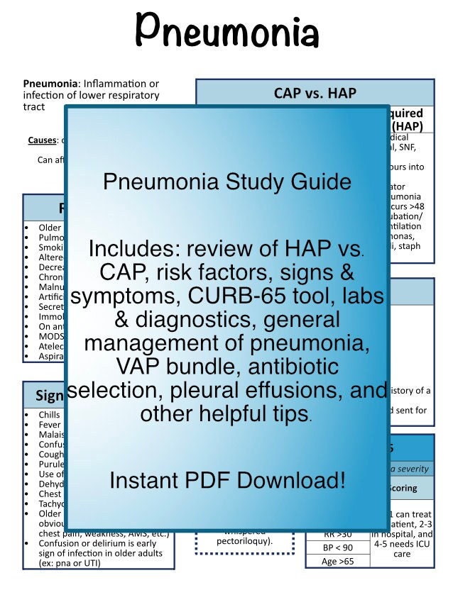 Pneumonia Study Guide - Etsy