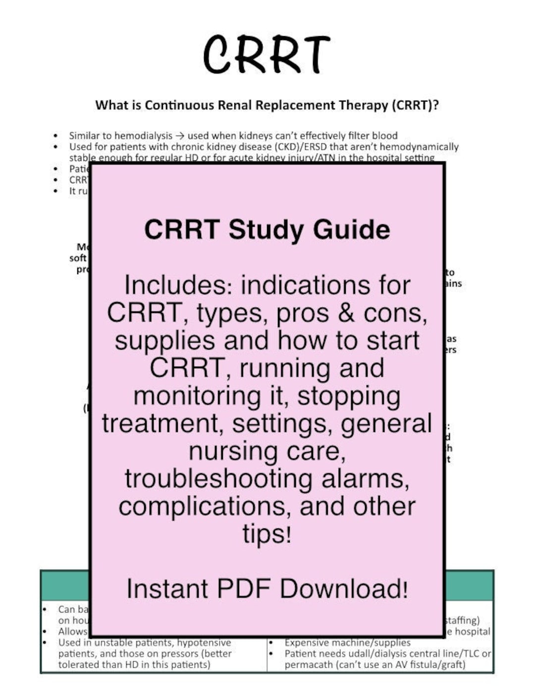 CRRT Study Guide - Etsy