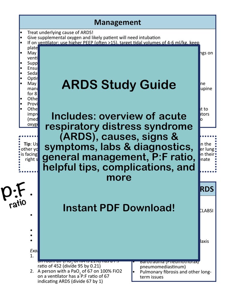 Acute Respiratory Distress Syndrome (ARDS) Study Guide - Etsy