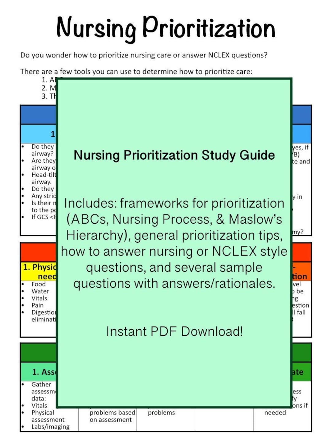 Nursing Prioritization Study Guide & Test Taking Tips - Etsy