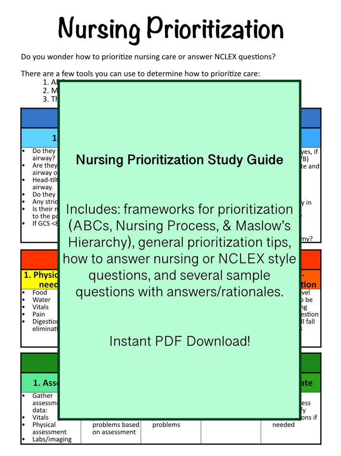 Nursing Prioritization Study Guide & Test Taking Tips - Etsy