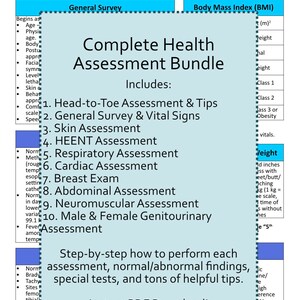 Complete Health Assessment Bundle - Etsy