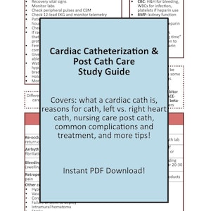 Cardiac Catheterization & Post Cath Care Study Guide - Etsy
