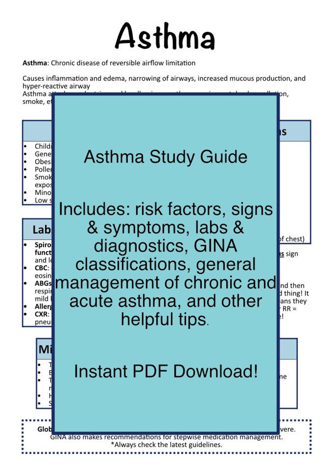 Asthma Study Guide - Etsy