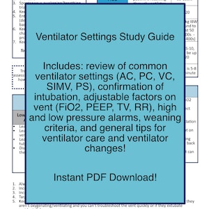 Ventilator Settings Study Guide - Etsy
