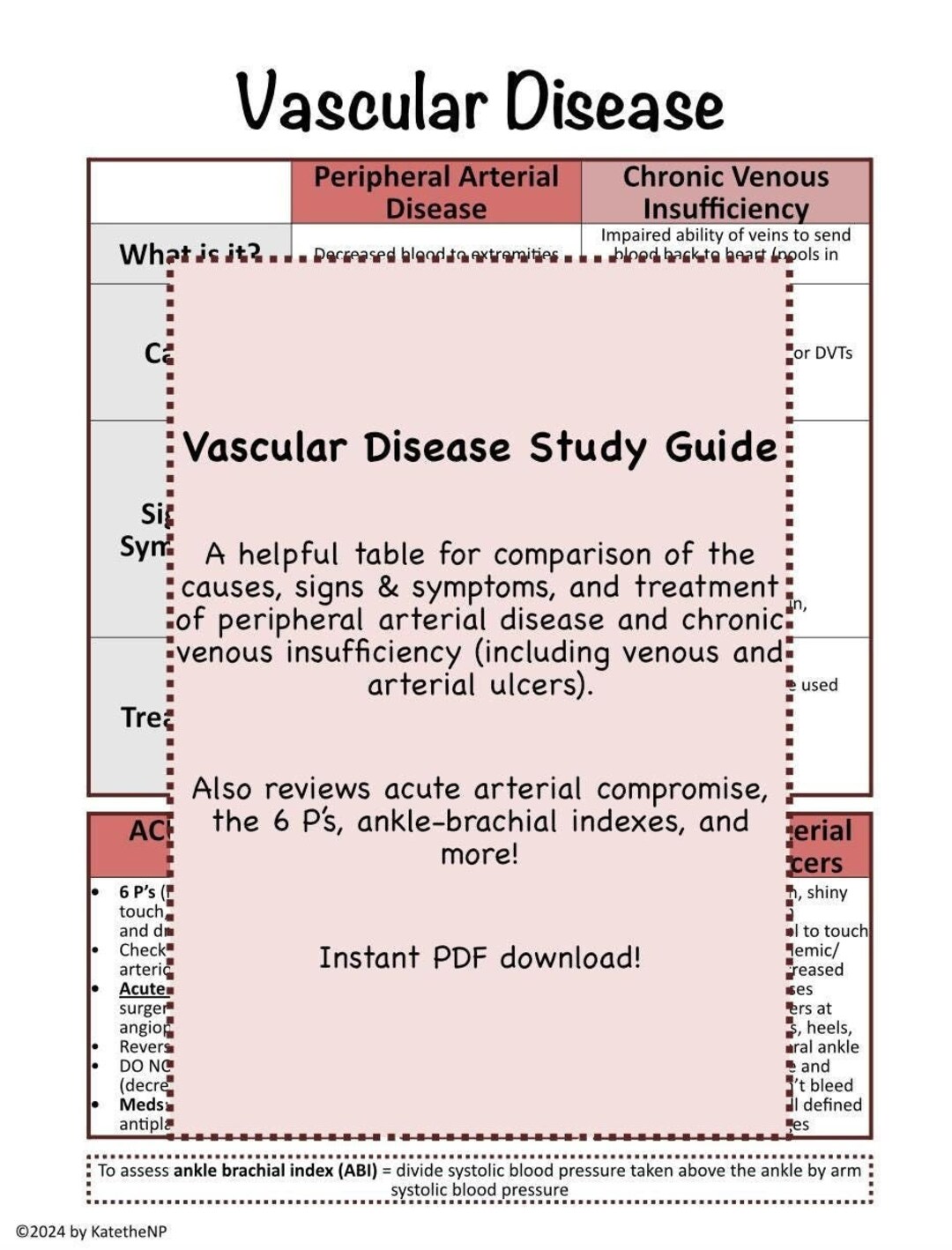 Vascular Disease Study Guide - Etsy