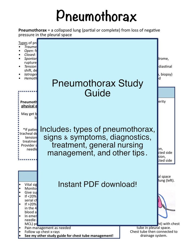 Pneumothorax Study Guide - Etsy