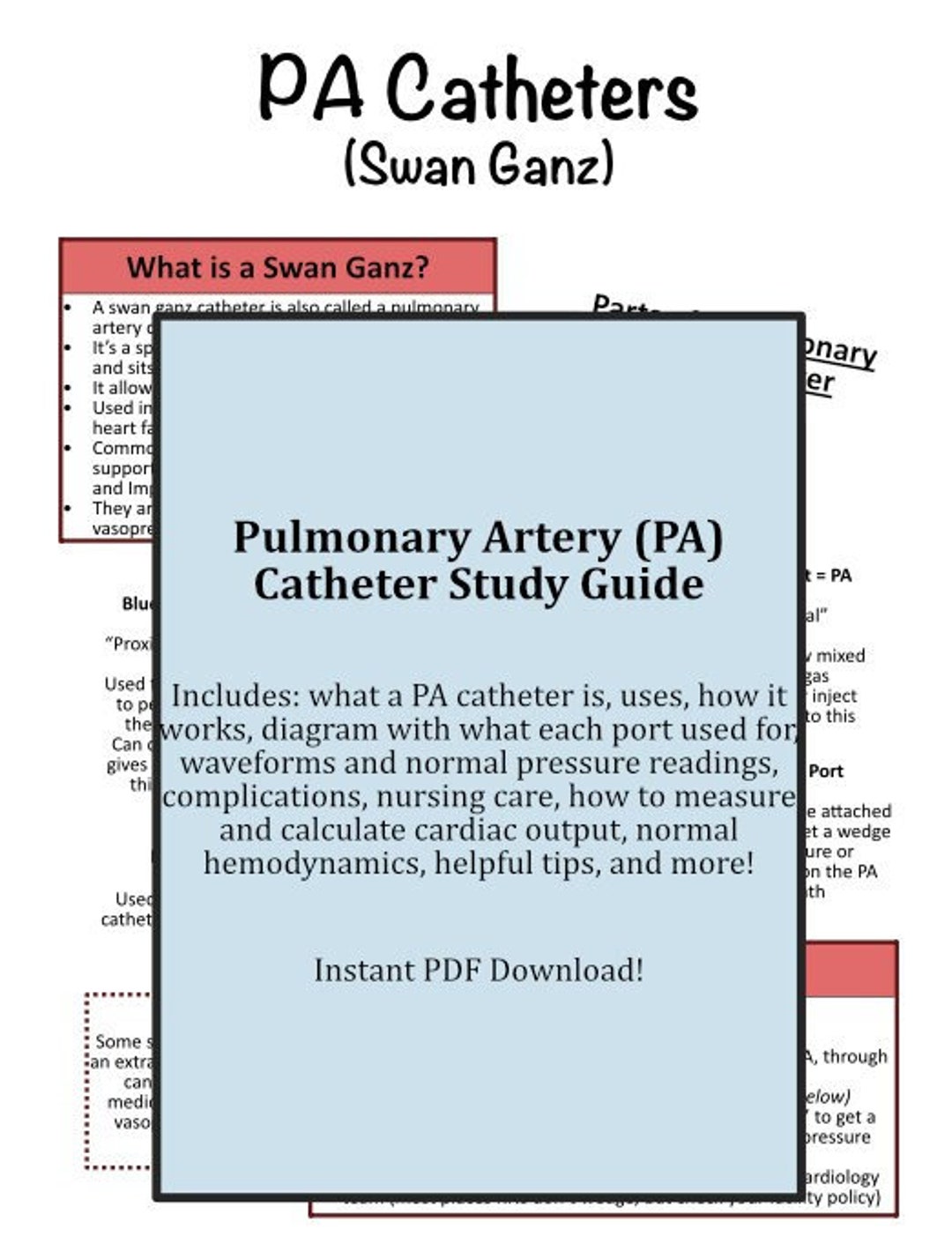 Pulmonary Artery Catheter Study Guide - Etsy
