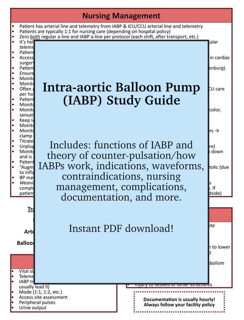 Intra-aortic Balloon Pump (IABP) Study Guide - Etsy