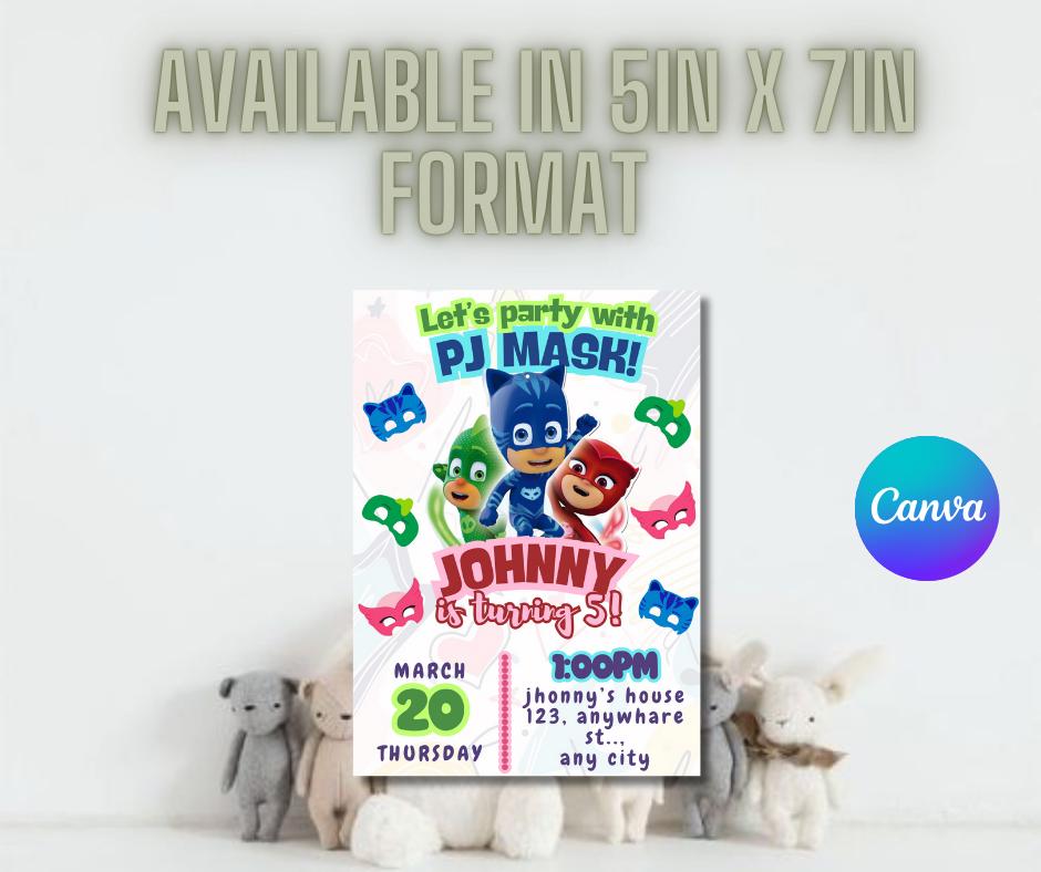 Editable PJ Masks Birthday Invitation – Instant Download, Customizable ...