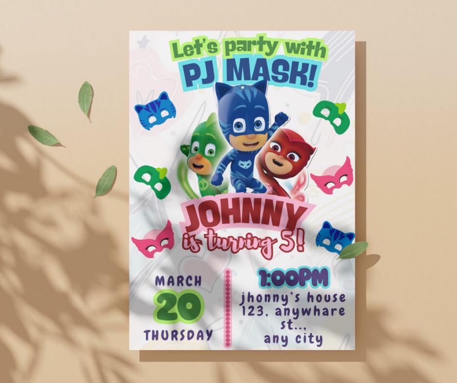 Editable PJ Masks Birthday Invitation – Instant Download, Customizable ...