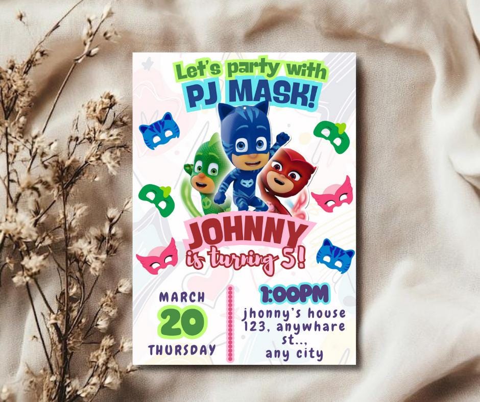 Editable PJ Masks Birthday Invitation – Instant Download, Customizable ...