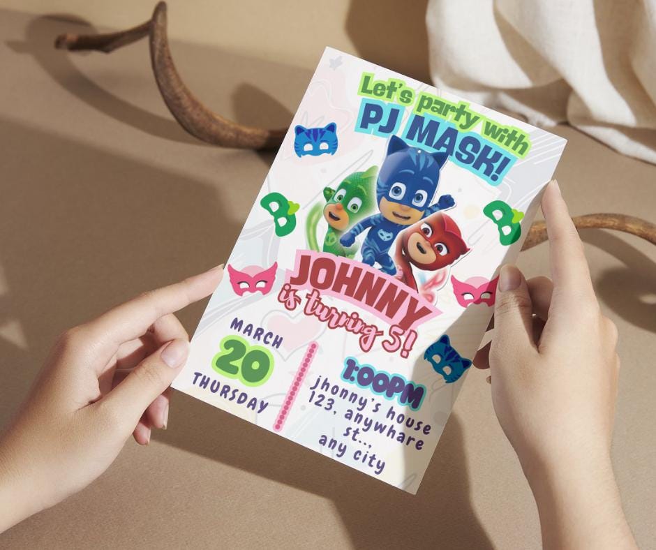 Editable PJ Masks Birthday Invitation – Instant Download, Customizable ...