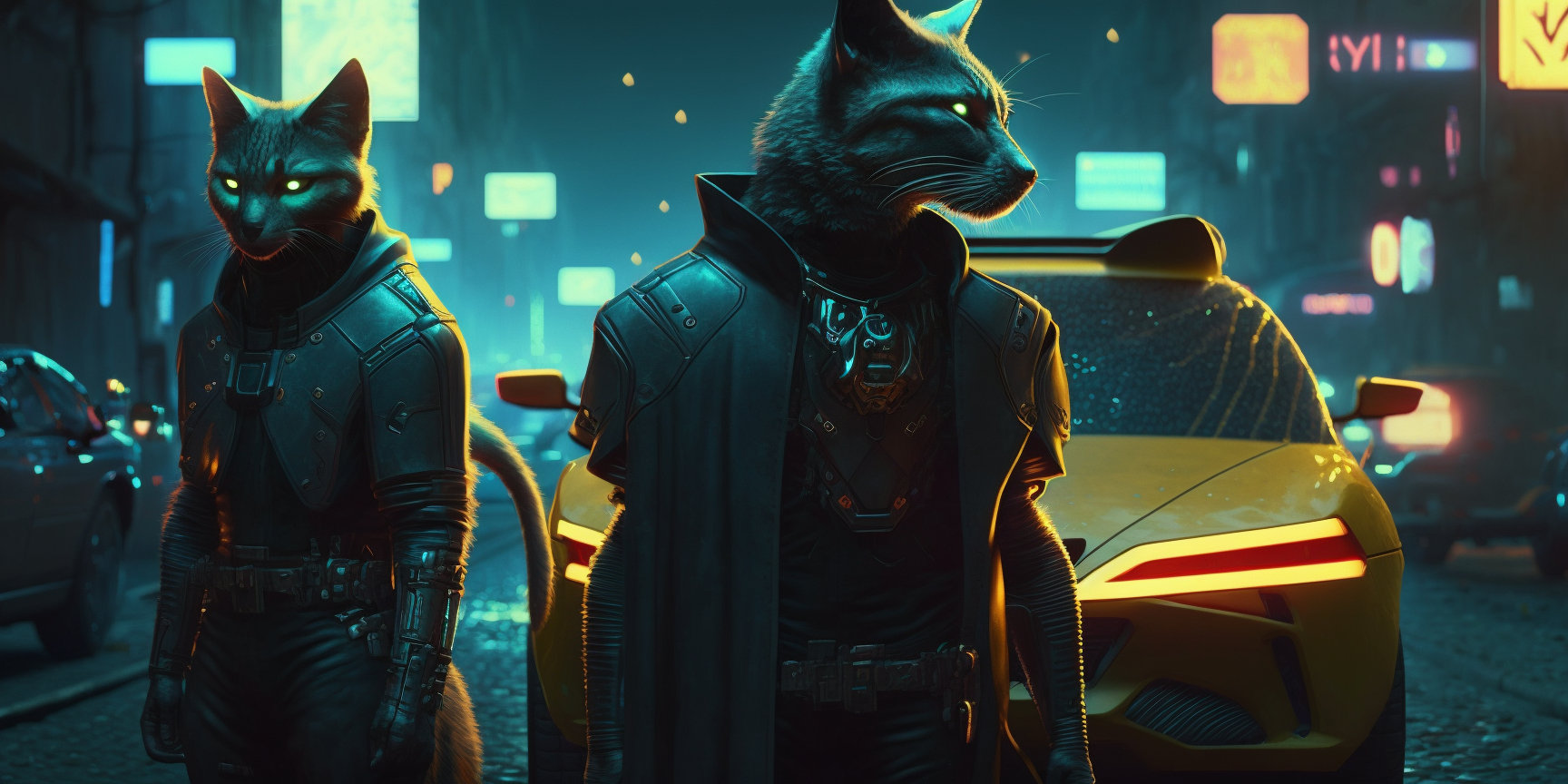 Midjourney Cyberpunk Prompt AI Street Cats Digital Art Hyper Realistic ...