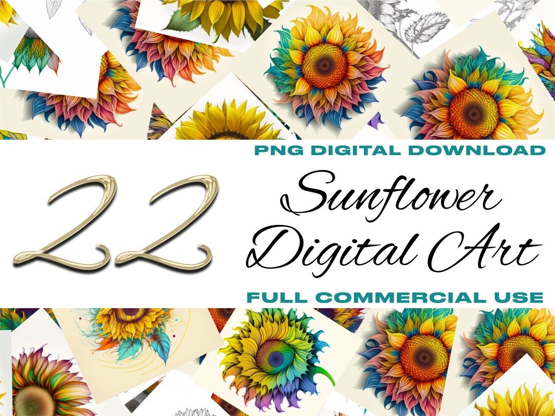 Sunflowers PNG Bundle - Digital Download - Vintage Digital Art - Full ...
