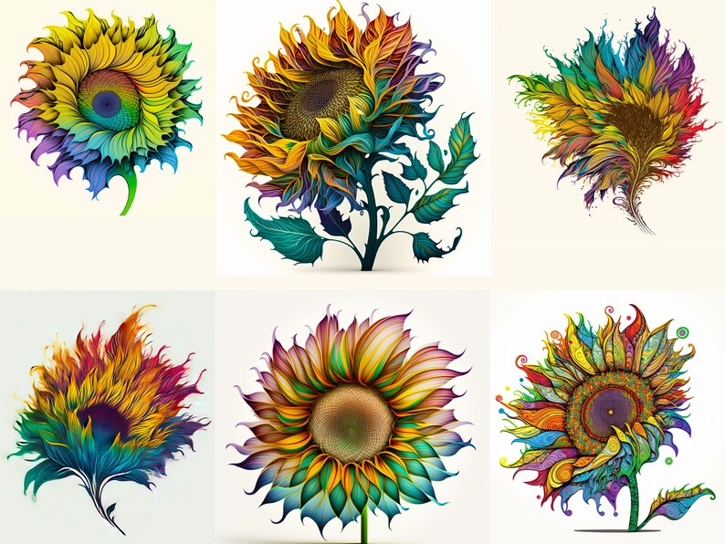 Sunflowers PNG Bundle Digital Download Vintage Digital Art - Etsy