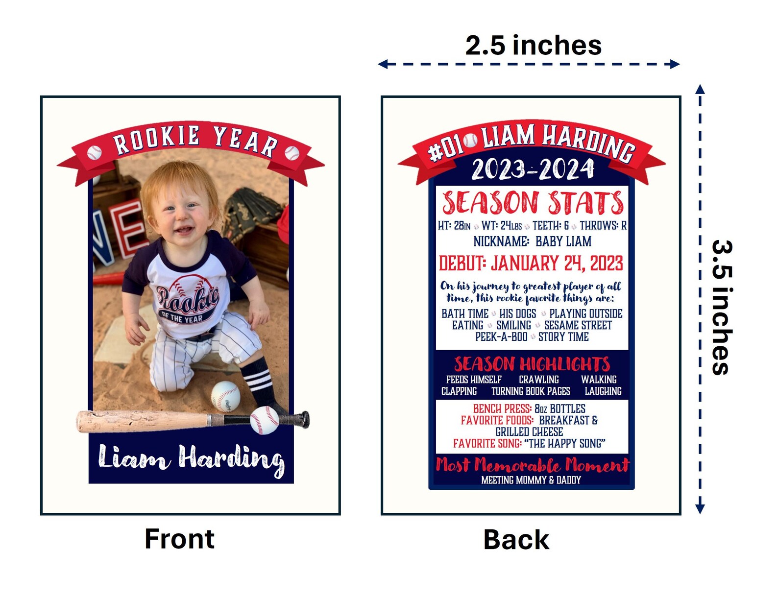 Rookie Year Card- FIRST BIRTHDAY - Etsy