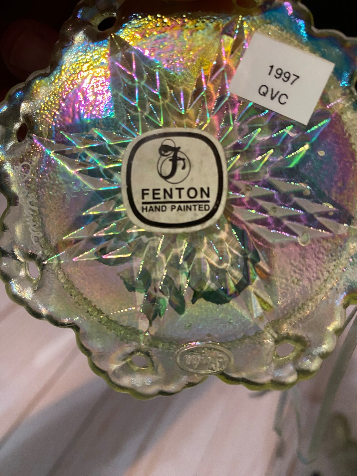 1997 Fenton Uranium Glass Hand Painted Ornament - Etsy