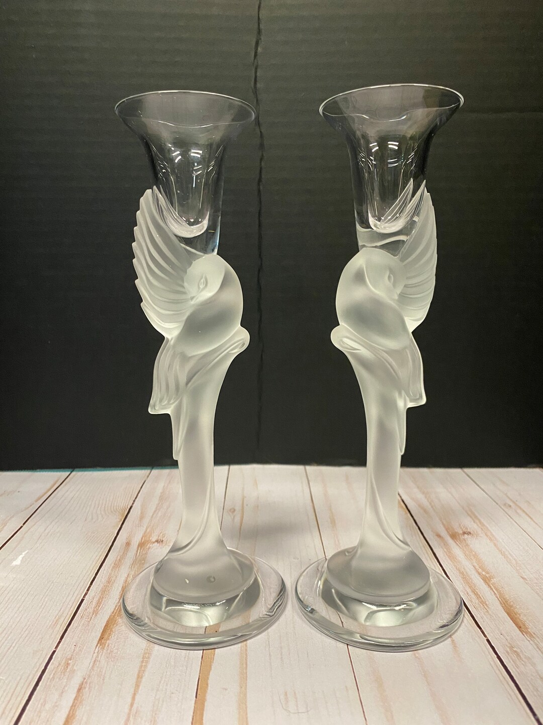 Vintage Faberge Crystal Dove Candlesticks - Etsy