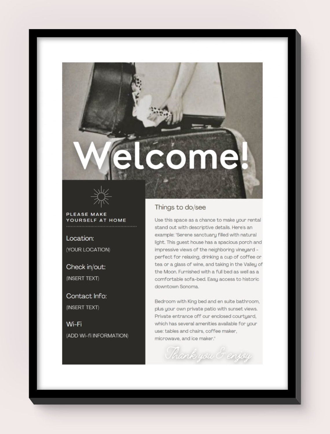 Welcome Page Template - Airbnb/vrbo Signs, Airbnb Signage Template ...