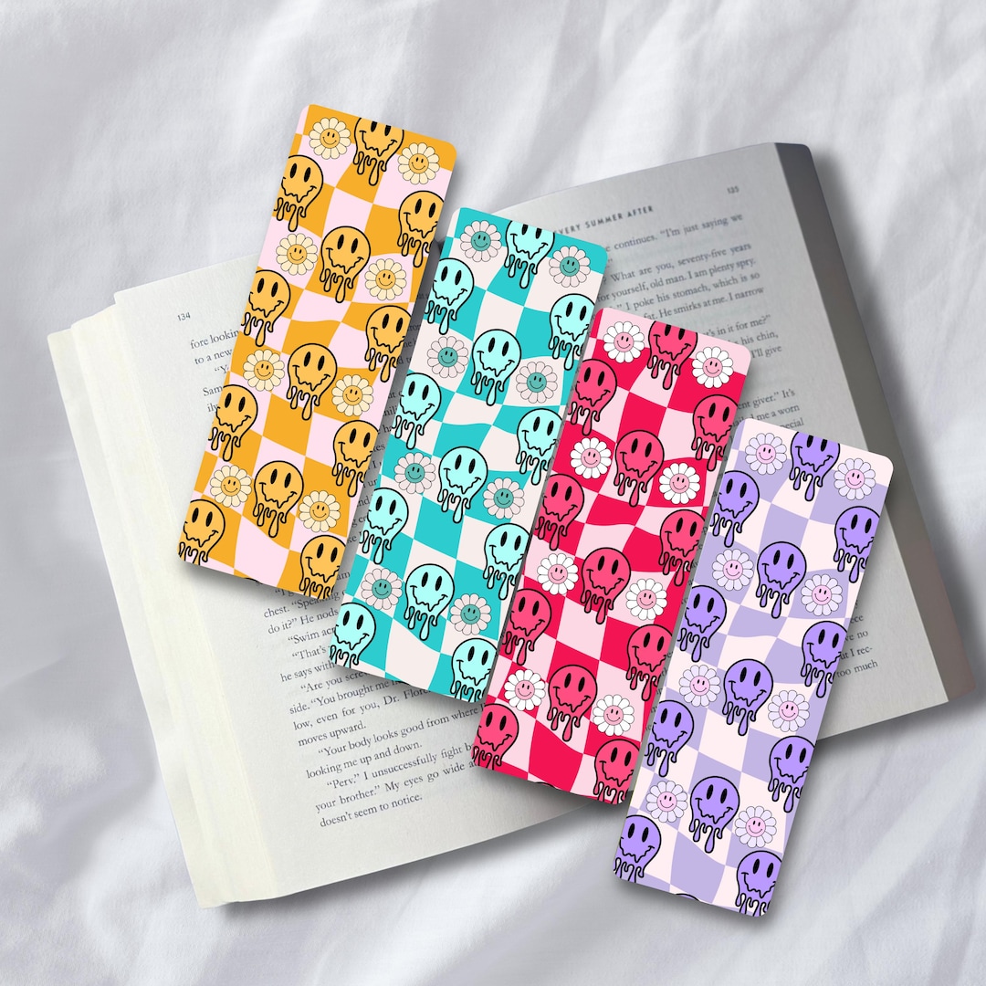 Smiley Face Floral Bookmark: Groovy Book Lover Gift - Etsy
