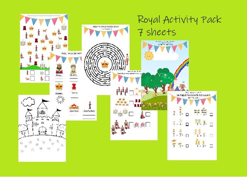 Royal Activity Sheet Pack for Early Years Preschool Kindergarten Age 3 ...