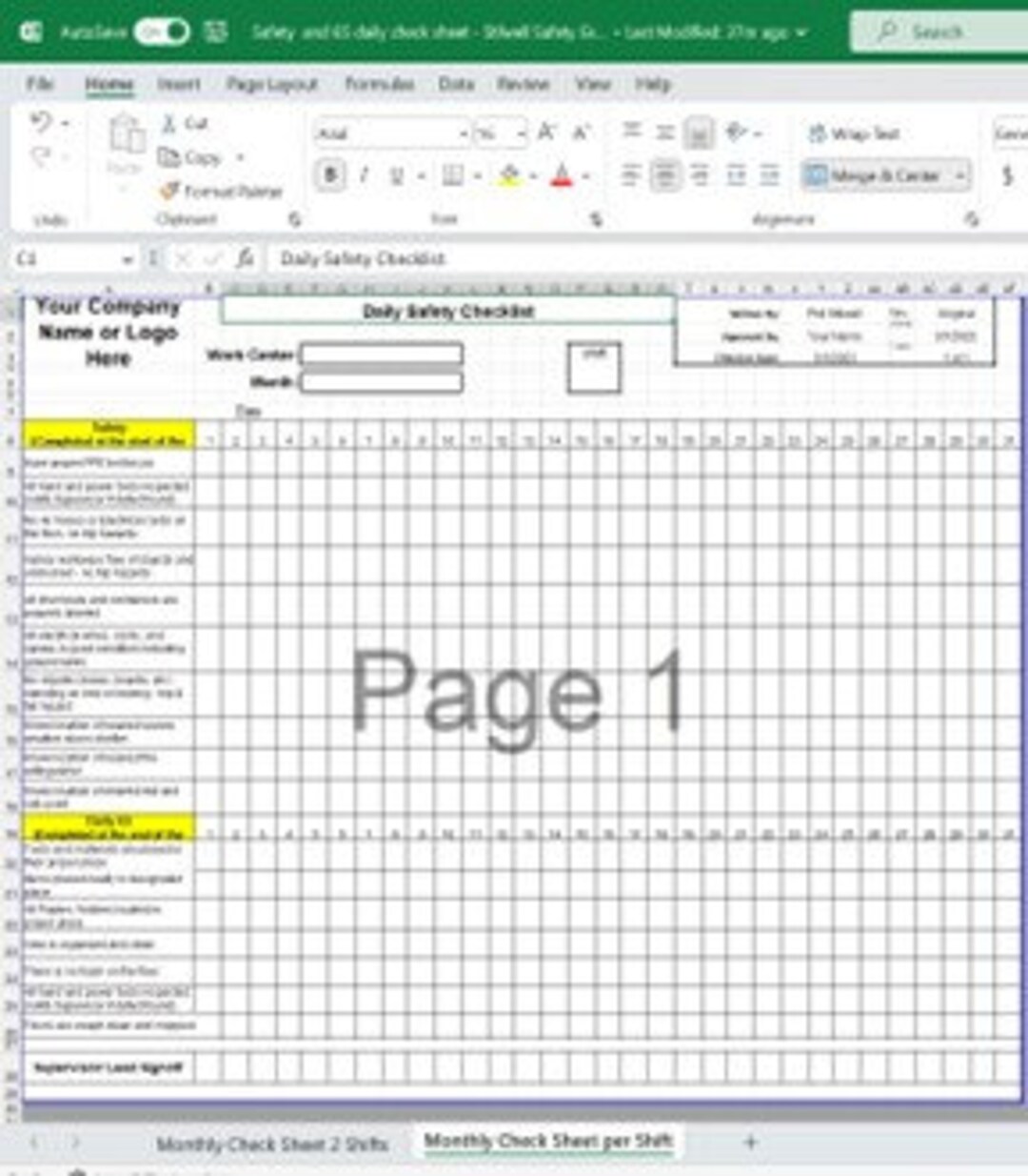 Daily Workstation Pre-work Safety Inspection Form - Etsy