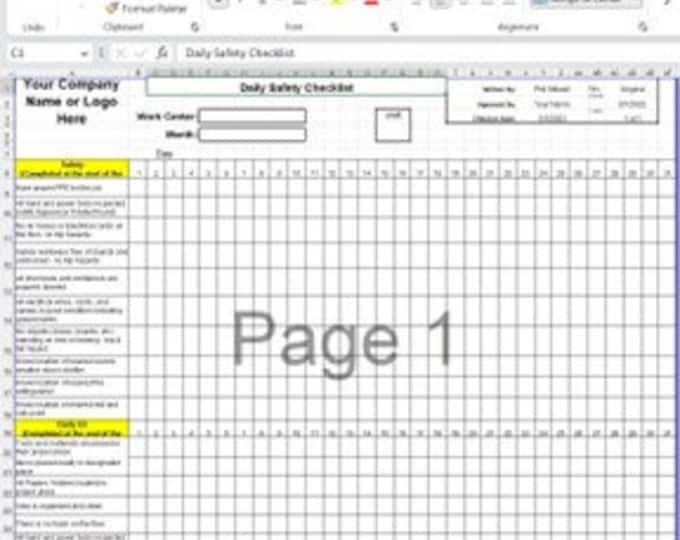 Daily Workstation Pre-work Safety Inspection Form - Etsy