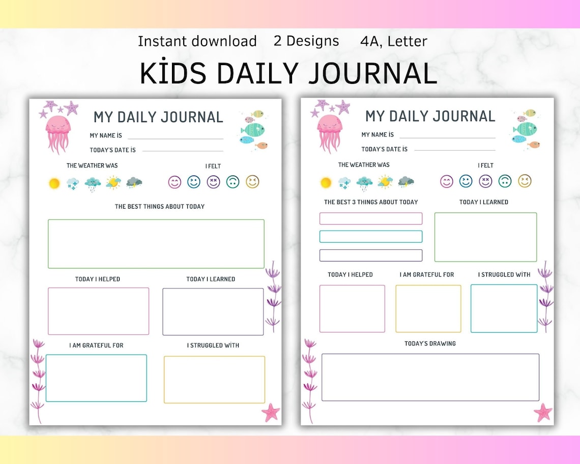 Kids Daily Journal Printable Journal for Kids Diary for Children Kids ...