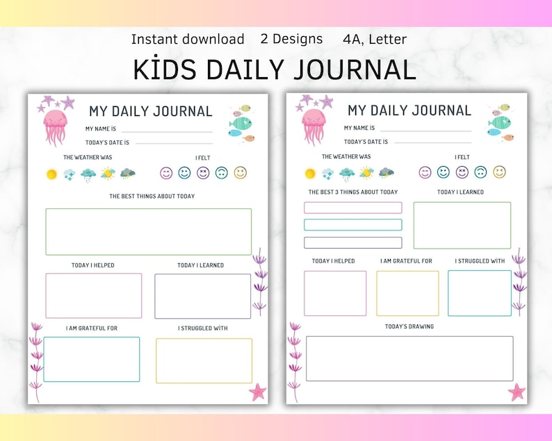 Kids Daily Journal Printable Journal for Kids Diary for Children Kids ...
