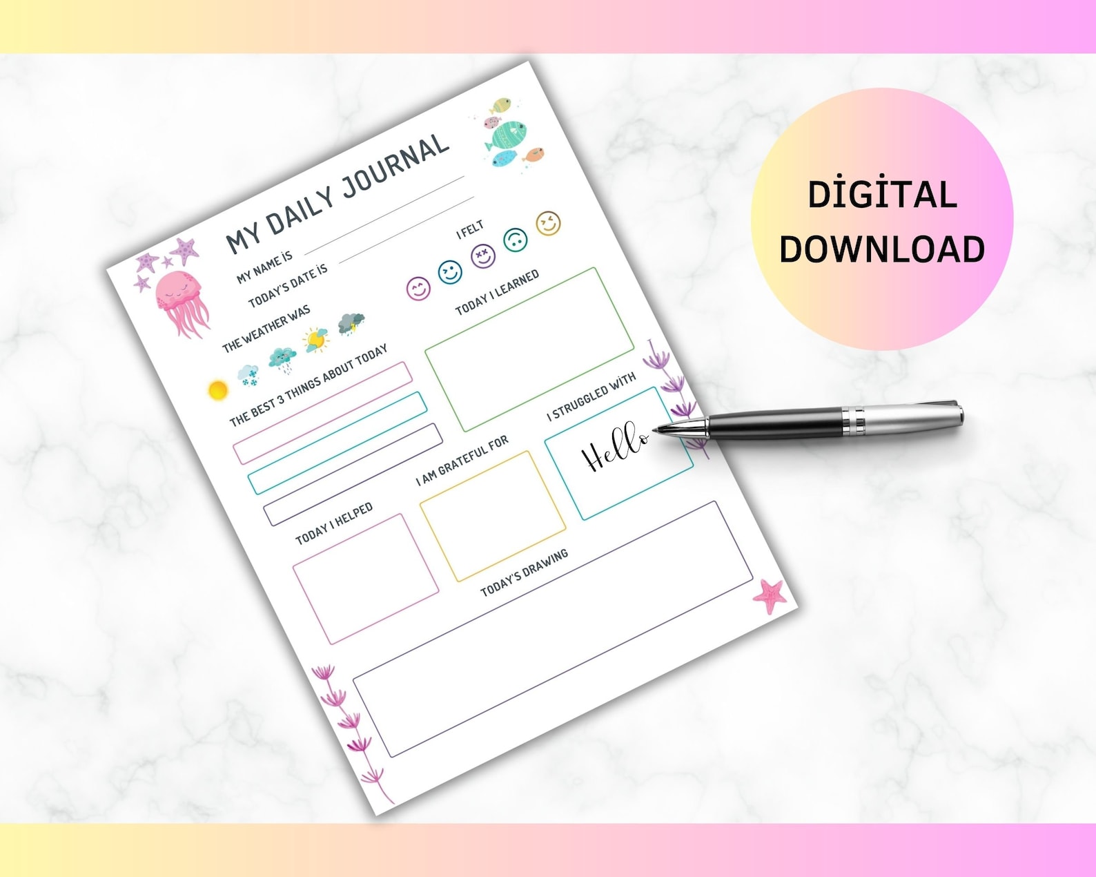 Kids Daily Journal Printable Journal for Kids Diary for Children Kids ...