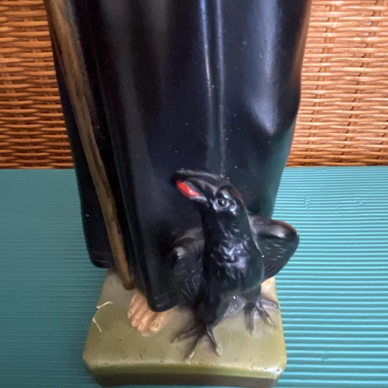 St Benedict San Benito 12” Statue W Raven Christianity Religious - Etsy