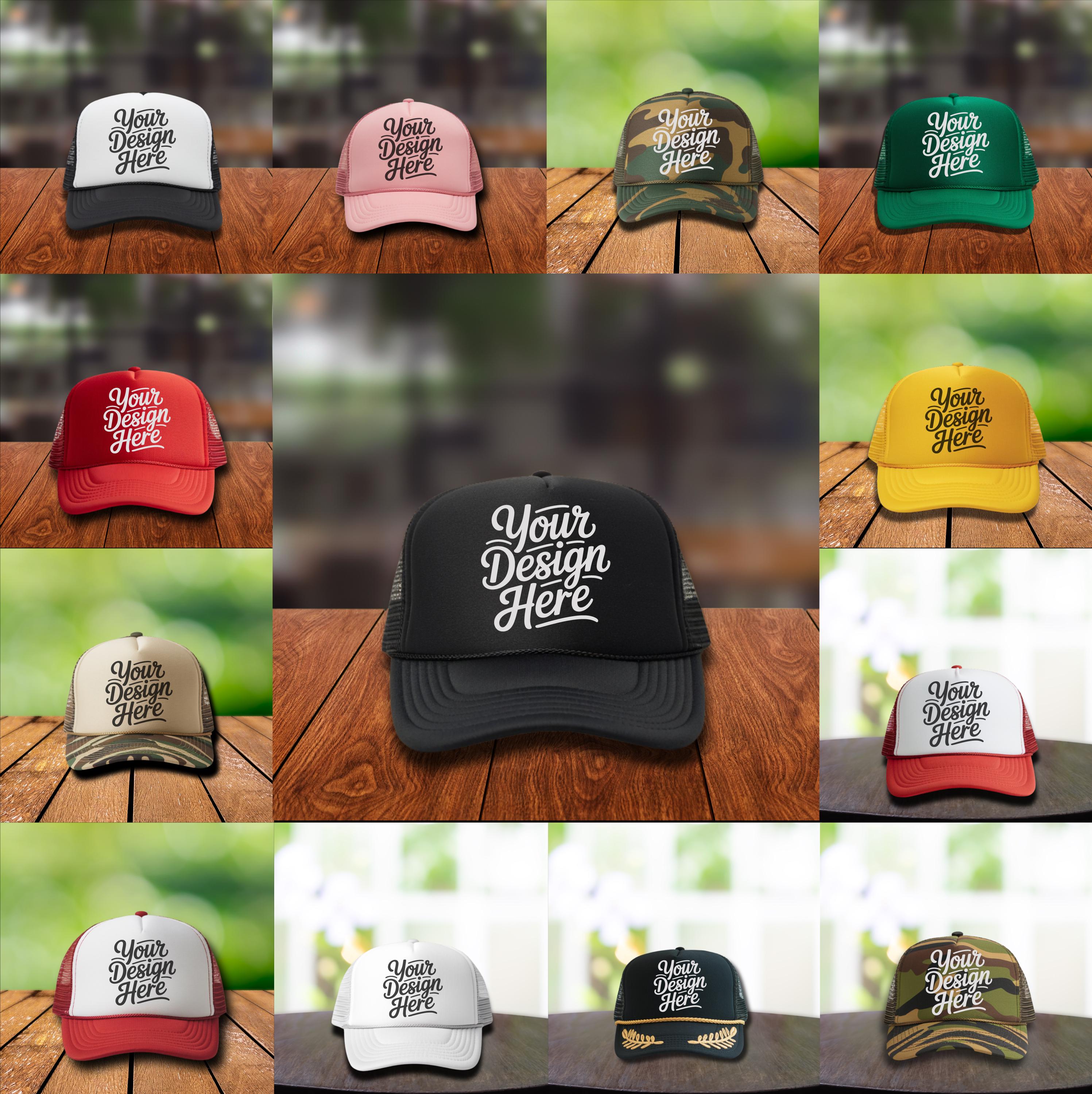 18+ Colors OTTO CAP MOCKUP Bundle, Transparent Trucker Cap Mockup, Foam ...