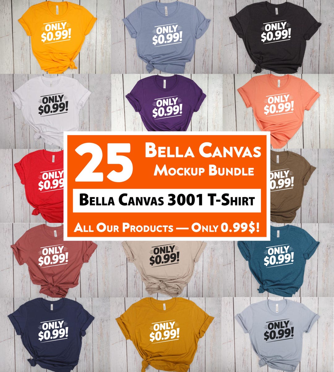 25+ Colors Bella Canvas 3001 Mockup Bundle Bella and Canvas T-shirt ...