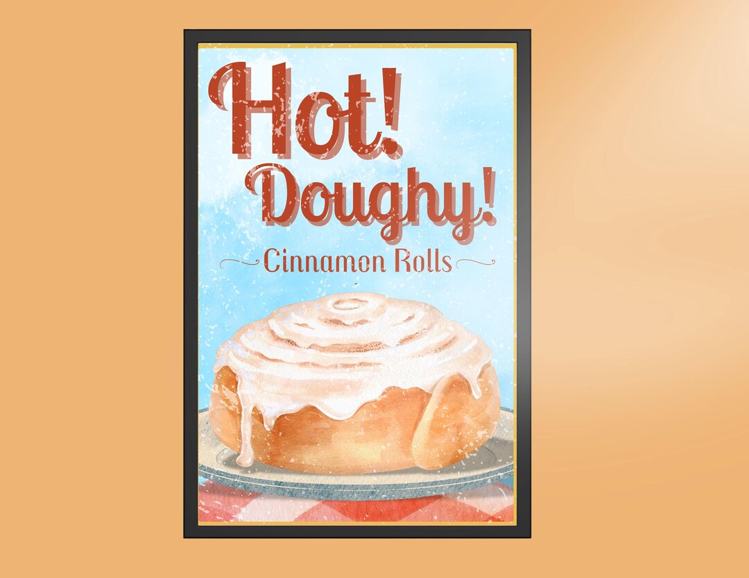 Kitchen Print, Vintage Poster, Cinnamon Roll Poster, Food Art, Food ...