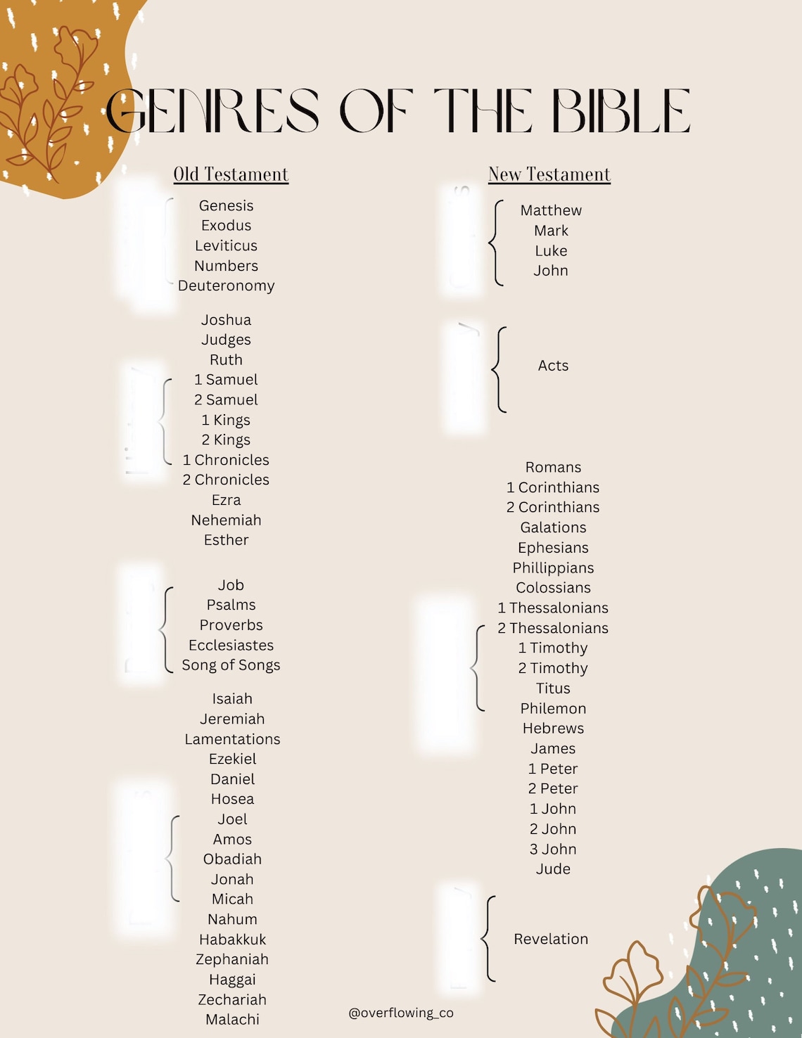 DIGITAL Genres of the Bible Printout - Etsy