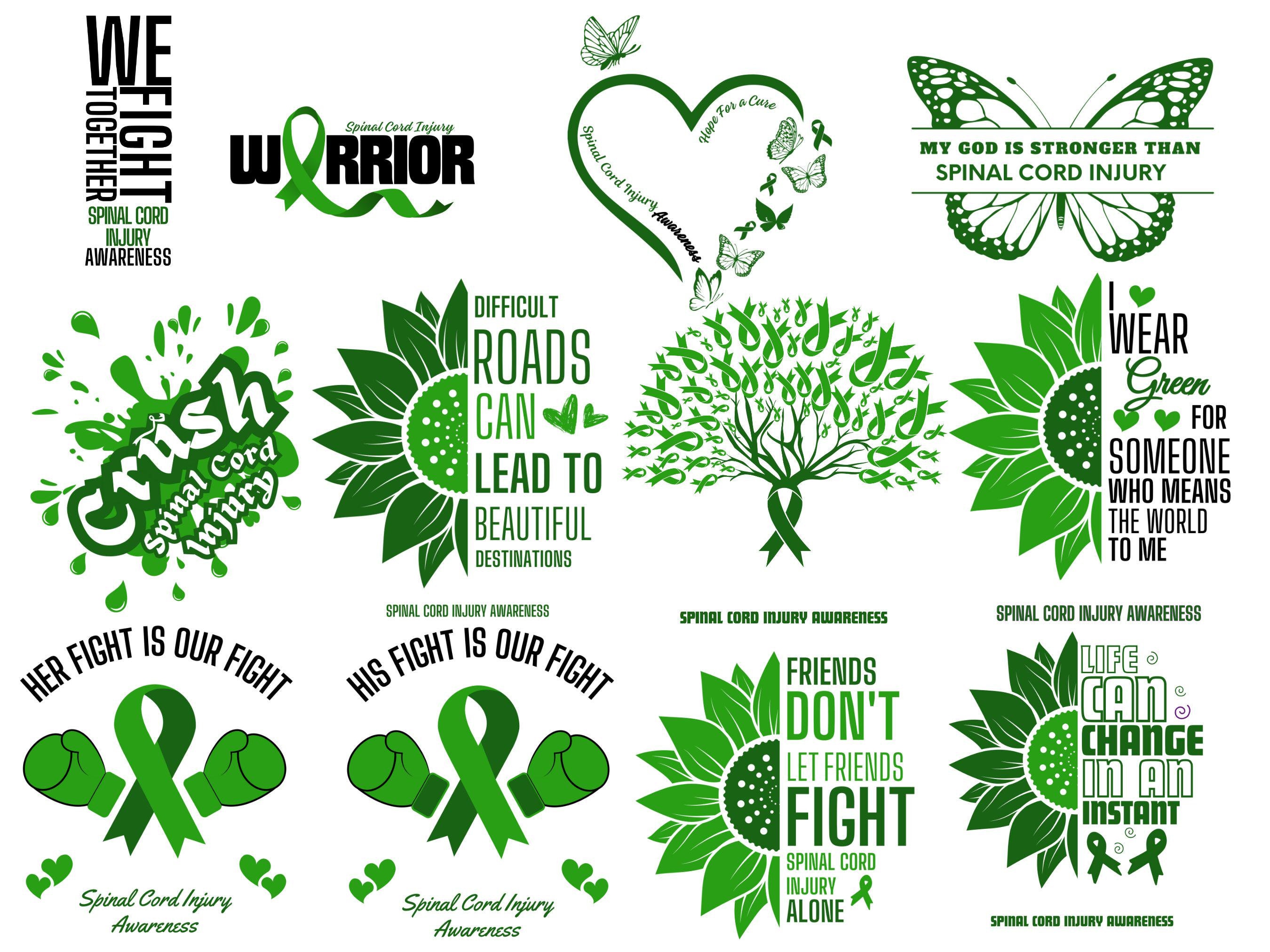 Bundle Spinal Cord Injury Awareness Green Ribbon Spinal Cord Injury ...