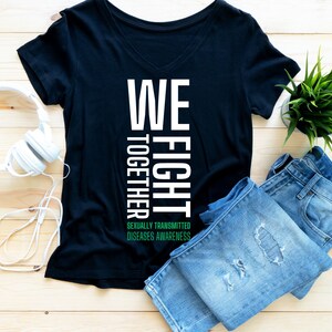 We Fight Together Sexually Transmitted Diseases Awareness Green Ribbon ...