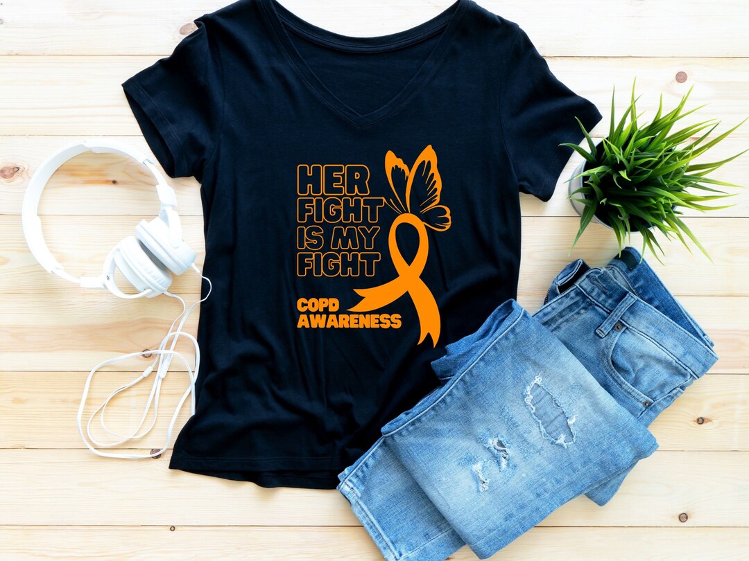 Her Fight is Our Fight COPD Awareness Orange Ribbon Obstructive ...