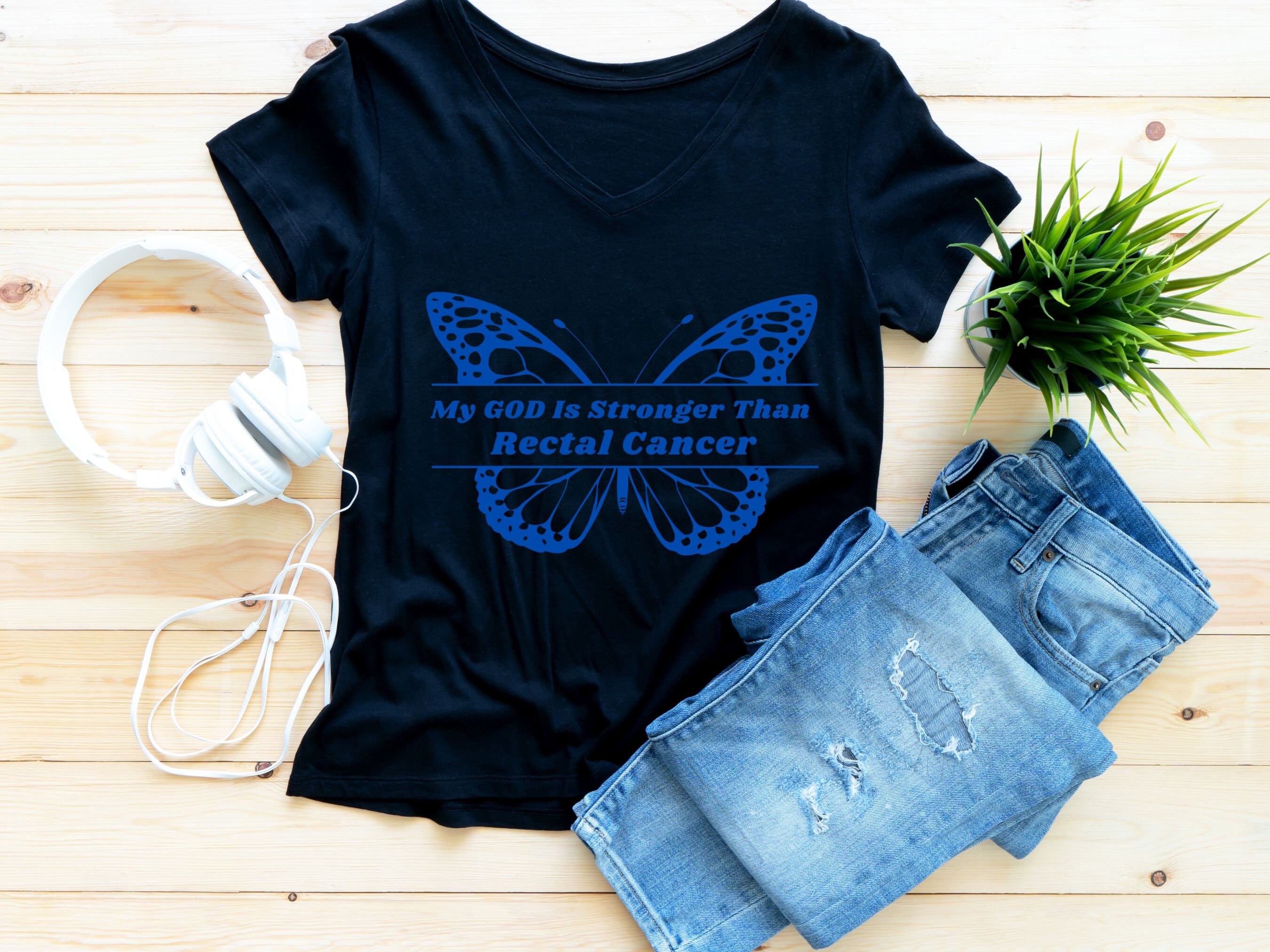 My GOD is Stronger Than Rectal Cancer Rectal Cancer Blue Ribbon Svg ...