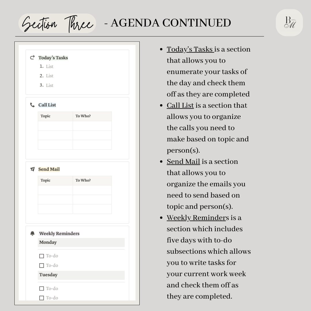 2024 Daily Office Organizer Notion Template | Daily Office Planner Notion | Office to Do List ...