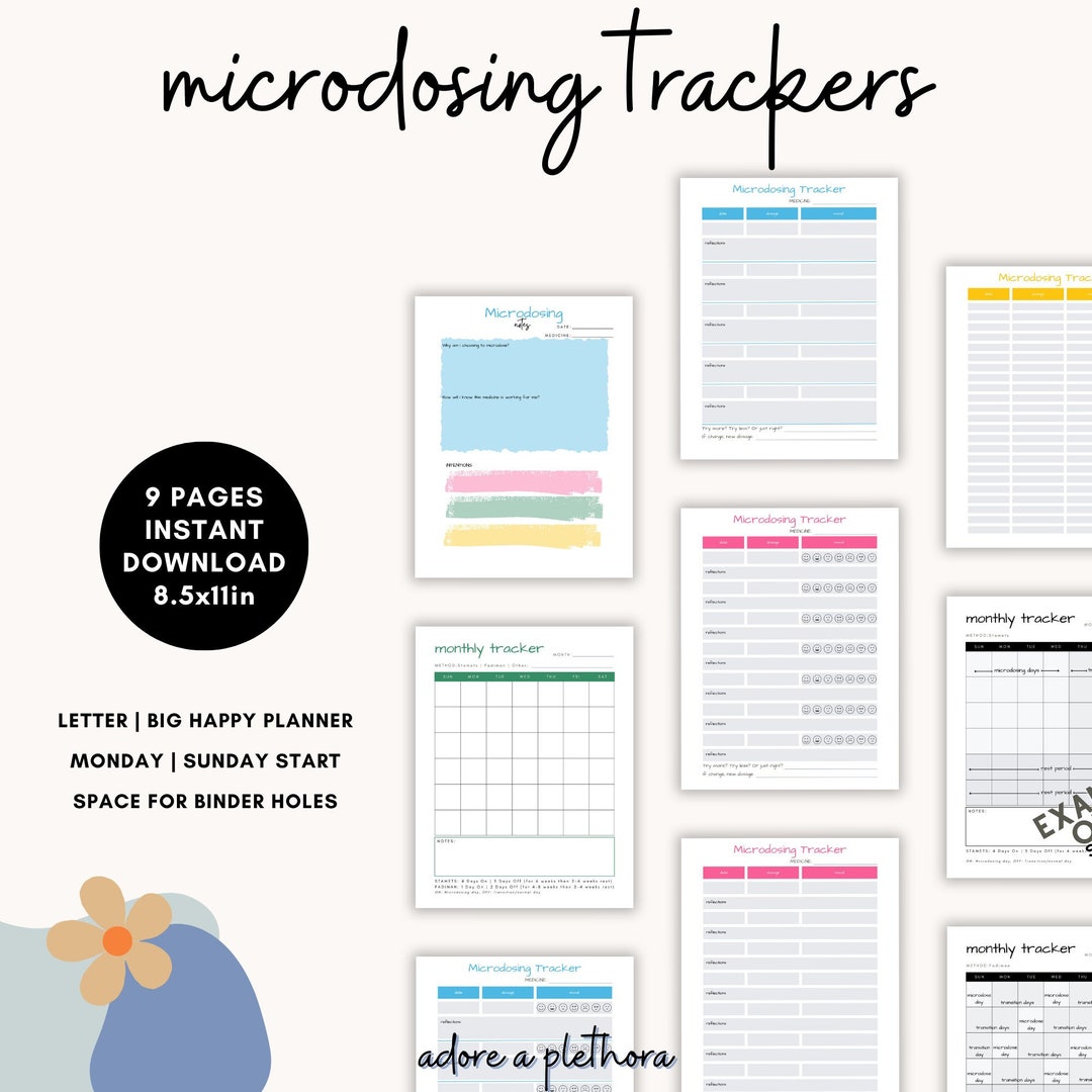 Microdosing Tracker, Daily Monthly Microdose Journal, Psychedelic ...
