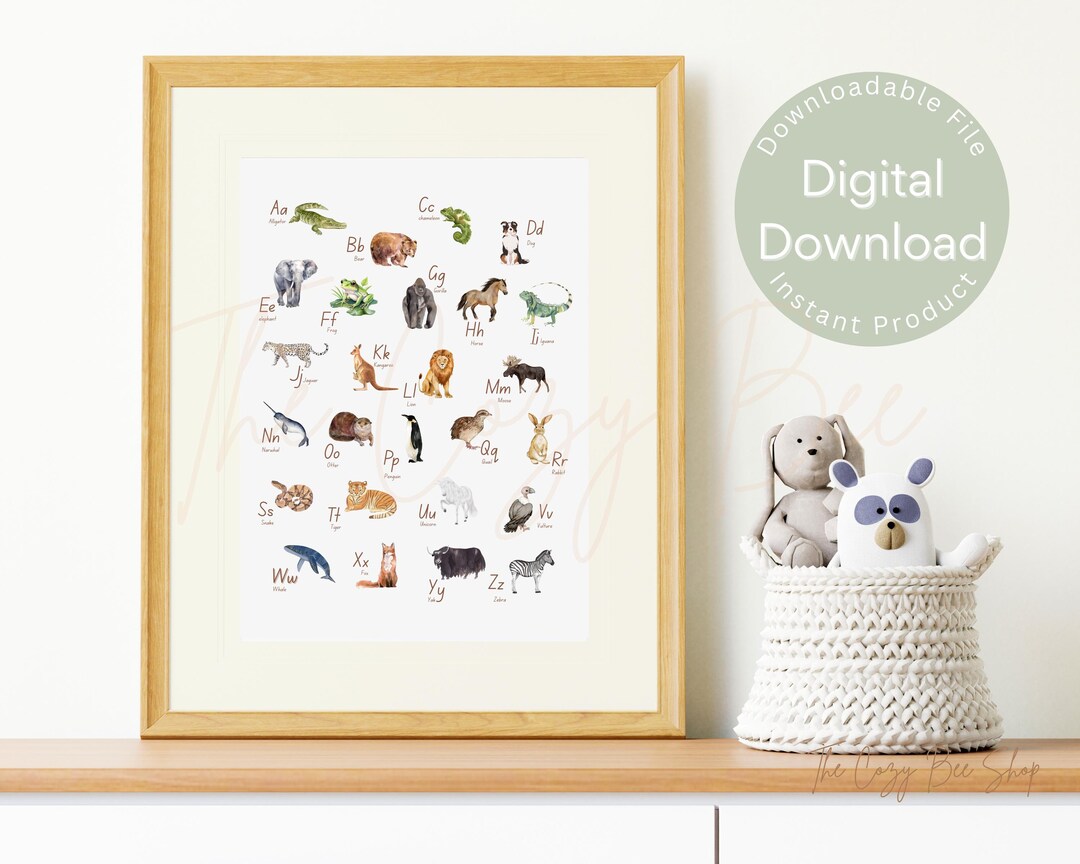 Animal ABC Alphabet, Classroom Decor, Educational Poster Art, Alphabet ...