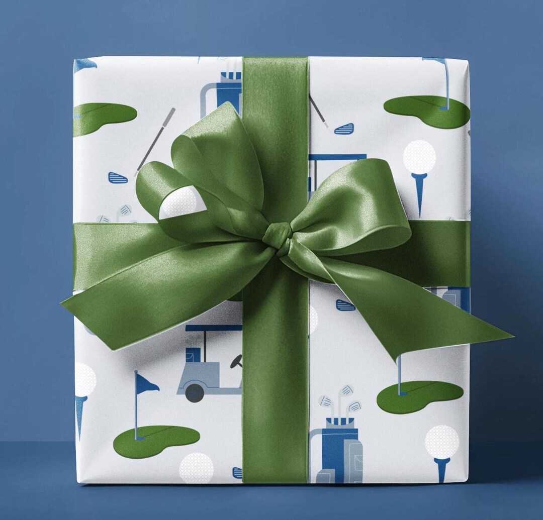 Navy Blue Golf Country Club Wrapping Paper, Wrapping Paper for Golf ...